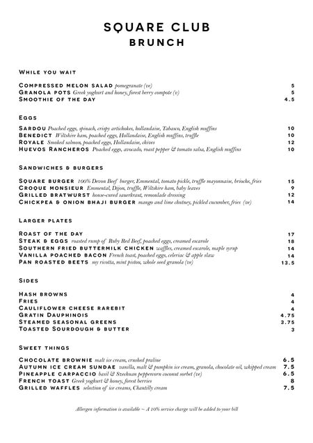 menu - The Square